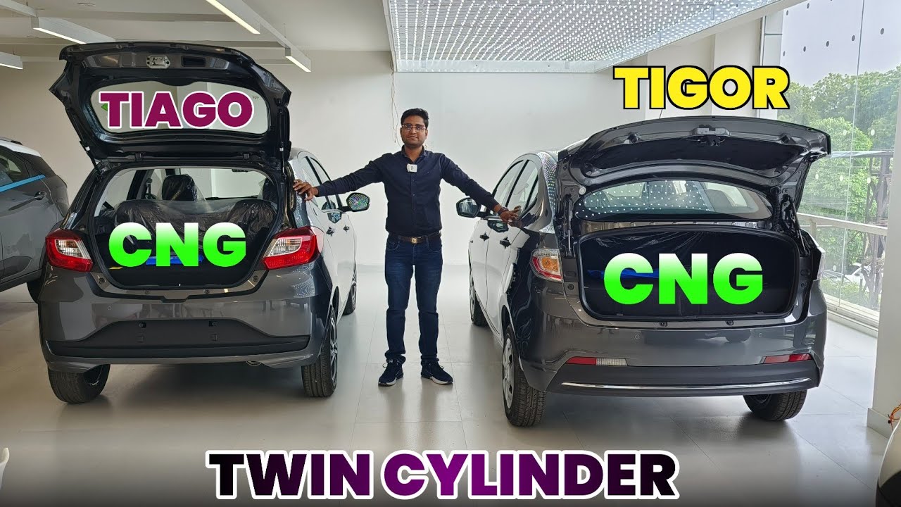 2024 Tata Tigor Cng vs Tiago cng twin cylinder 🔥 Comparison l Tiago cng ...