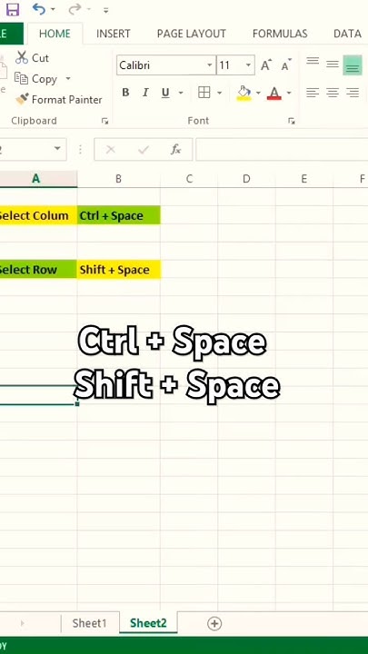 How to select colum and row without using mouse #excel - YouTube