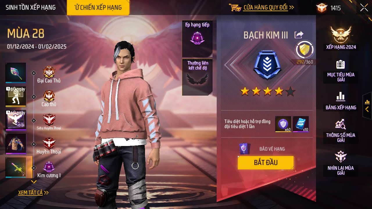 Trận Đấu Tử Chiến Xếp Hạng Rank Bạch Kim III 4* Mùa 28 Trong Free Fire ...