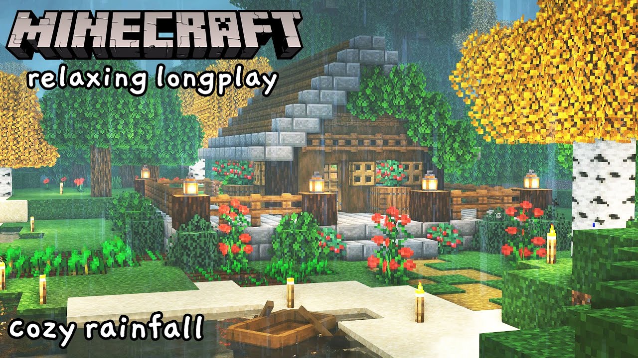 Minecraft Relaxing Longplay - Building a Cozy Cottage in the Rain (No ...