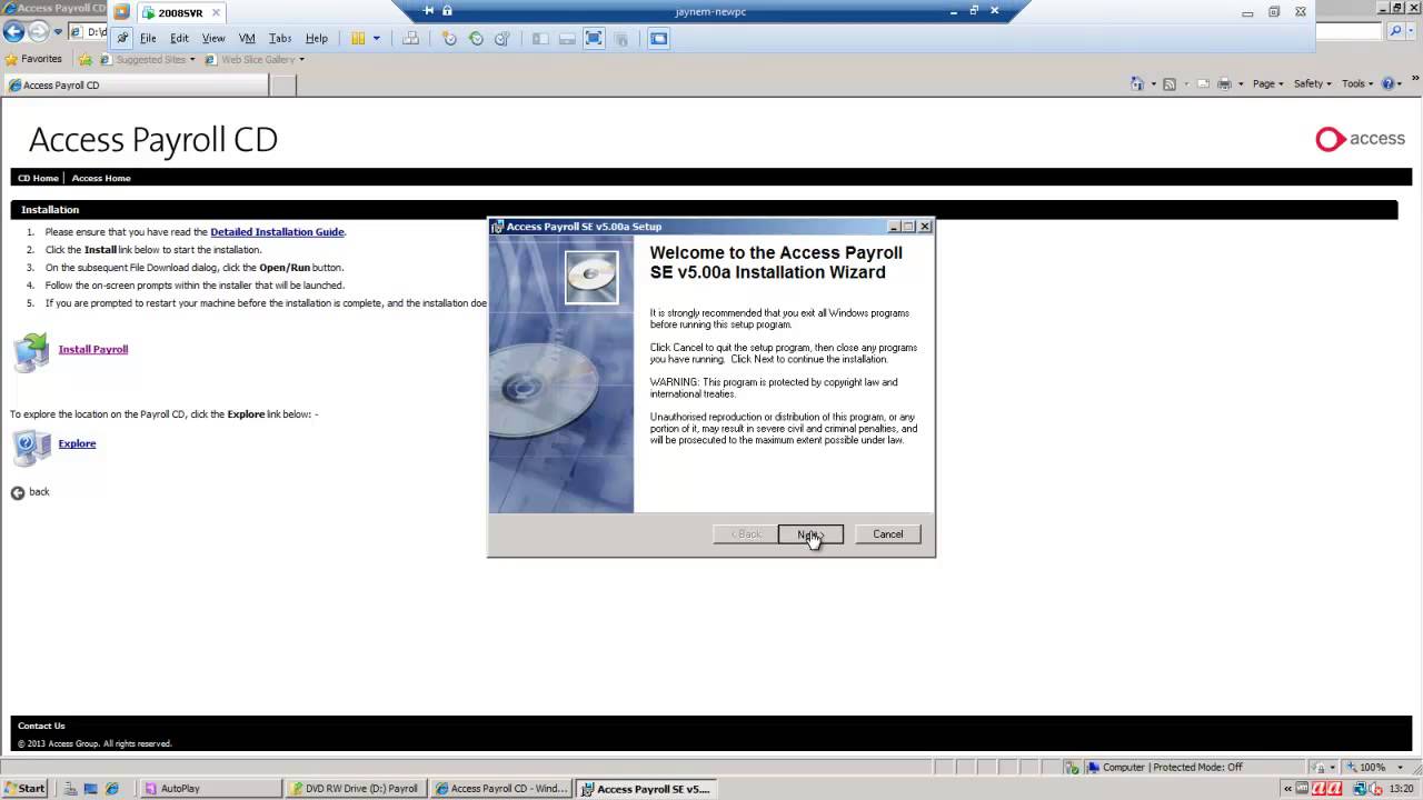 Access Payroll Install 2013 - YouTube