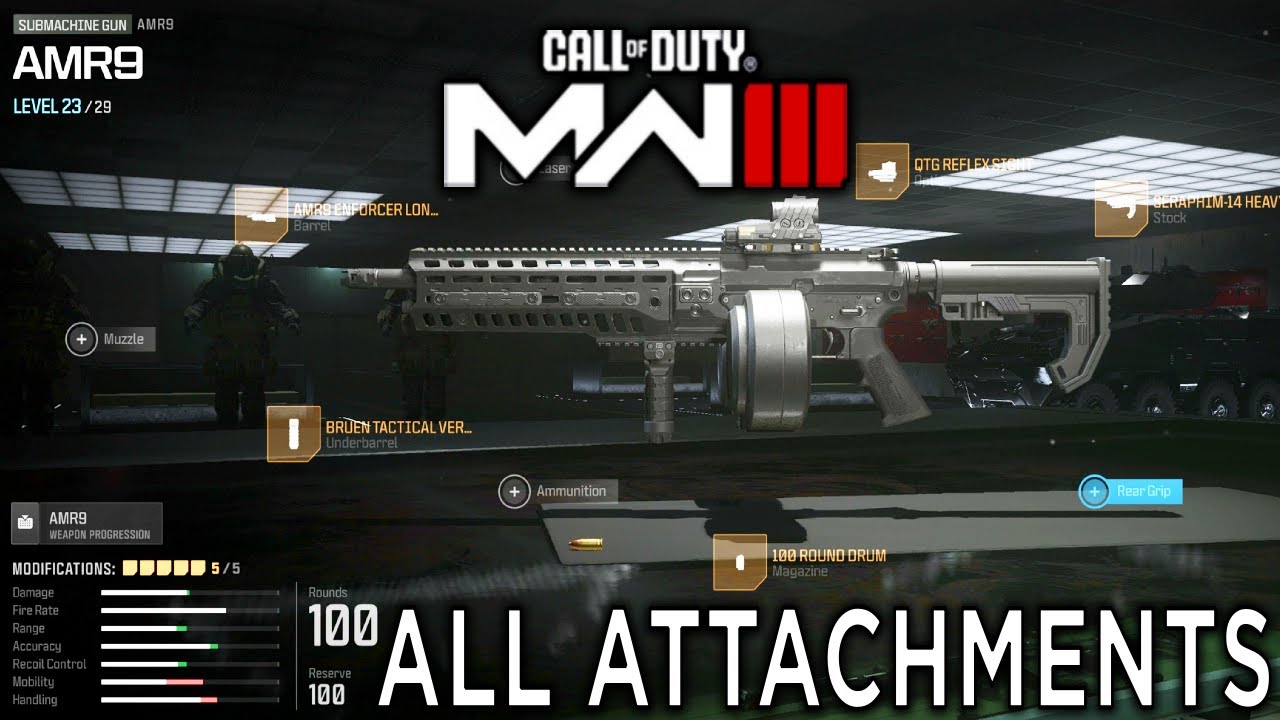 All Attachments of "M4 SMG" AMR9 in Modern Warfare III OPEN BETA ...