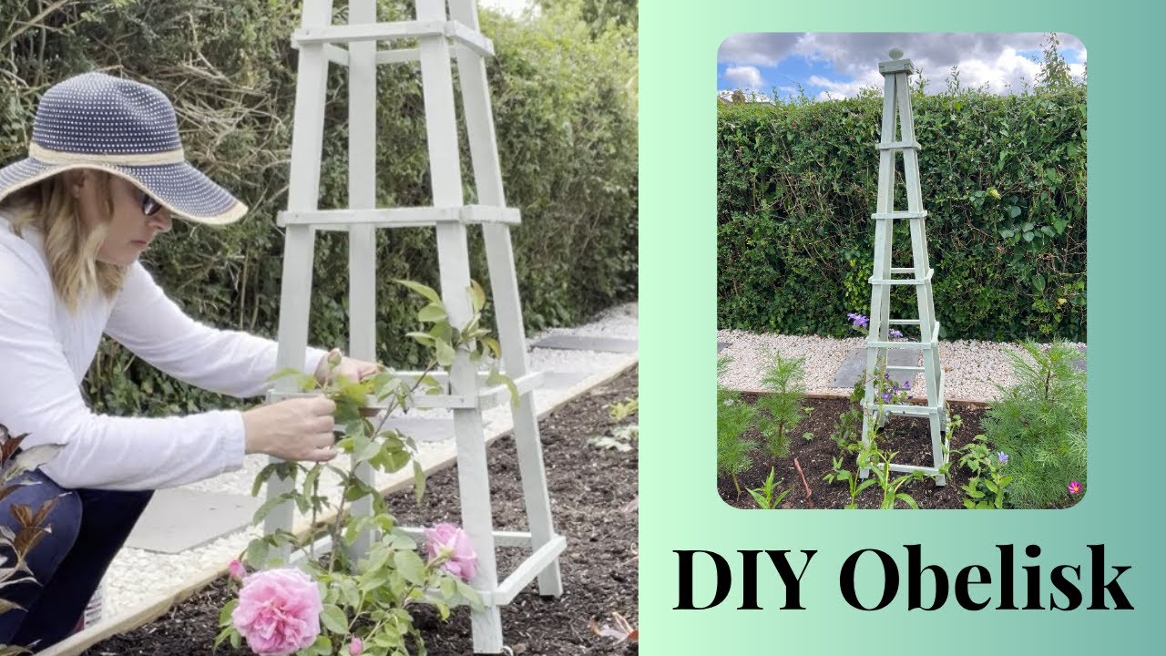How to make a Garden Obelisk for Climbing Plants - Easy and cheap DIY ...