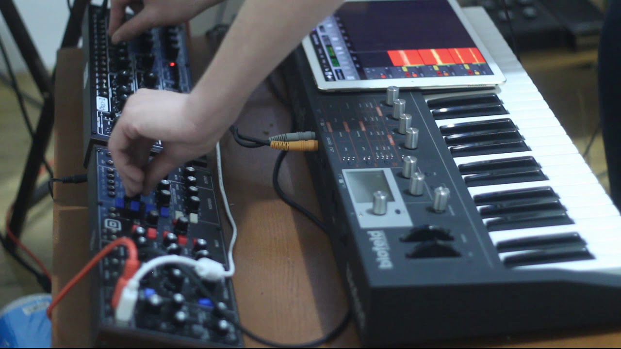 Behringer Pro-1 & Model D w/Korg Gadget iOS (Electro/Industrial Sequence) - YouTube