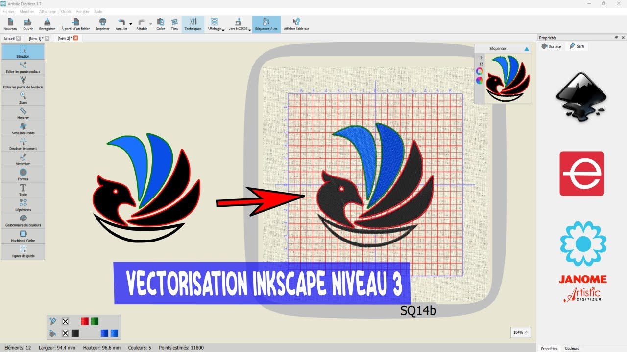 Vectorisation par Inkscape et Numérisation avec Exubérance ou Artistic Digitizer niveau 3 - YouTube
