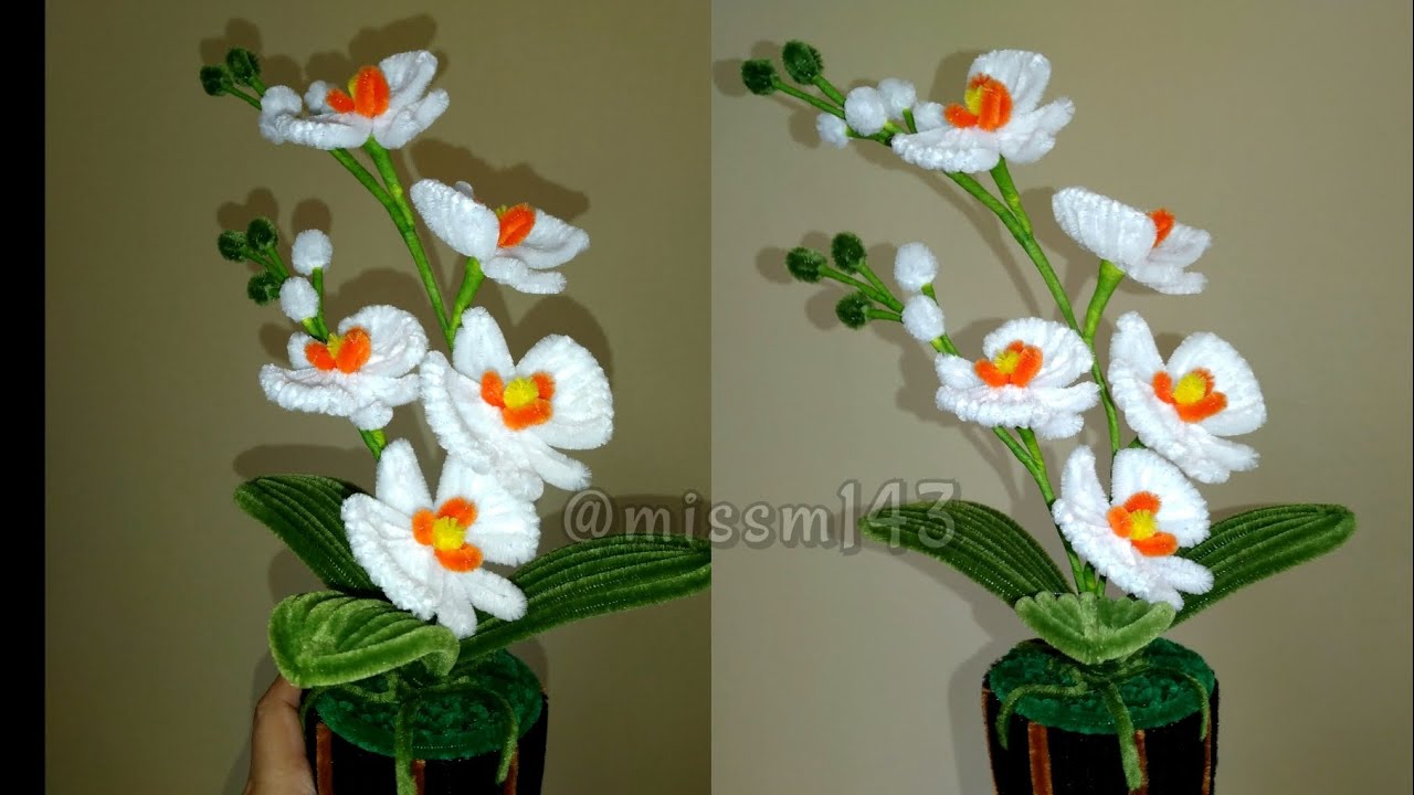DIY How to make Orchids flower using pipe cleaner/fuzzy wire#diy #craft ...
