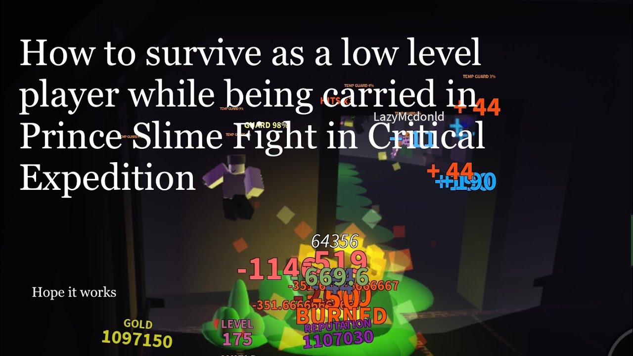 Roblox Critical Expedition | Prince Slime Fight while being carried ...