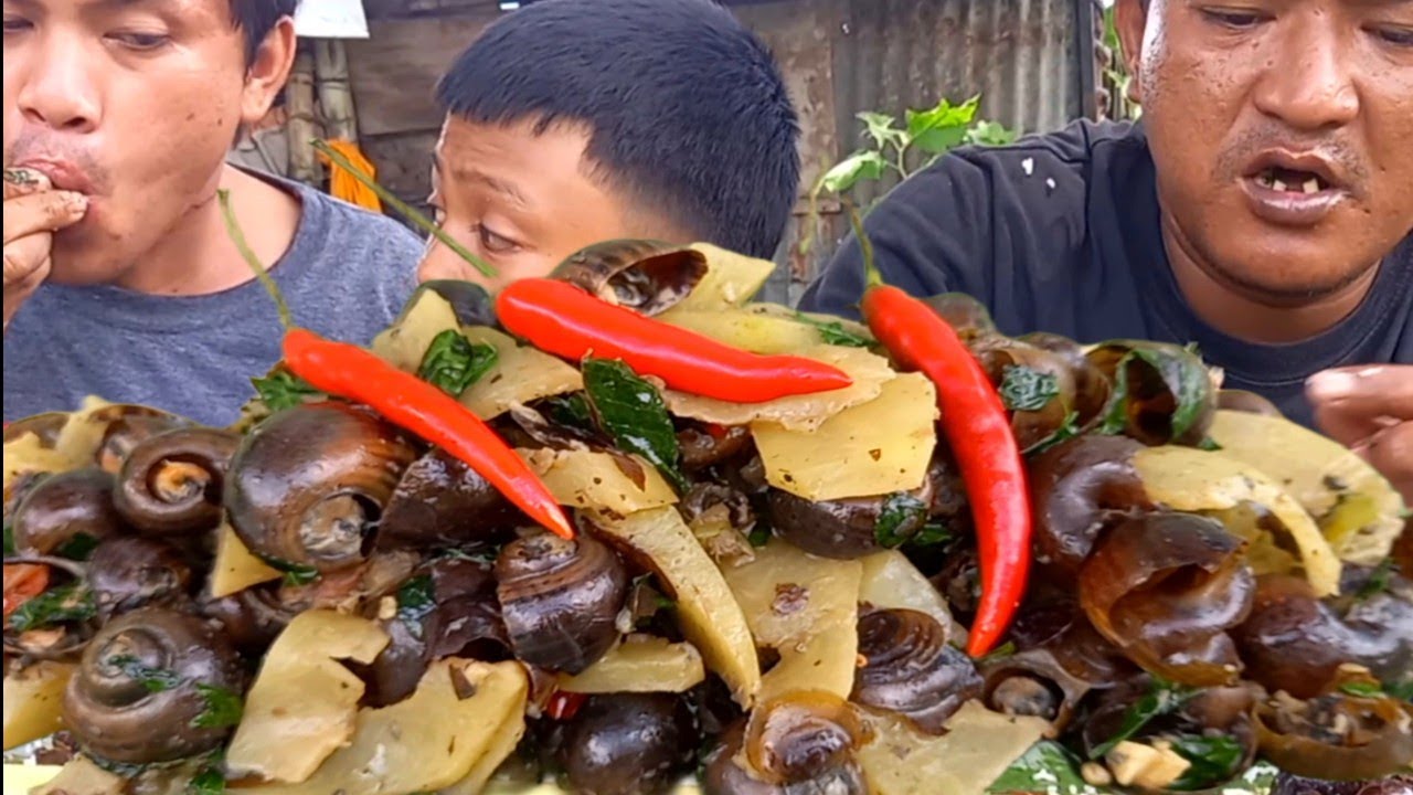 OUTDOOR COOKING/SPICY GINATAANG SUSO OR KUHOL NA MAY PAPAYA. - YouTube