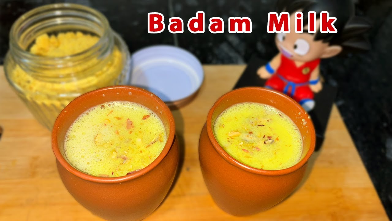 Kesar Badam Milk Recipe | Almond Milk | Badam Milkshake | Golden Milk ...