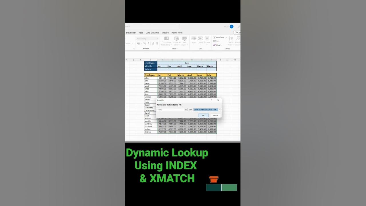 #shorts I How to use INDEX and XMATCH as a dynamic lookup - YouTube