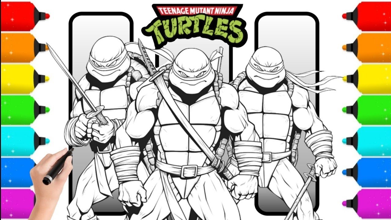 Drawing and coloring TMNT ninja turtles | super heroes coloring pages ...