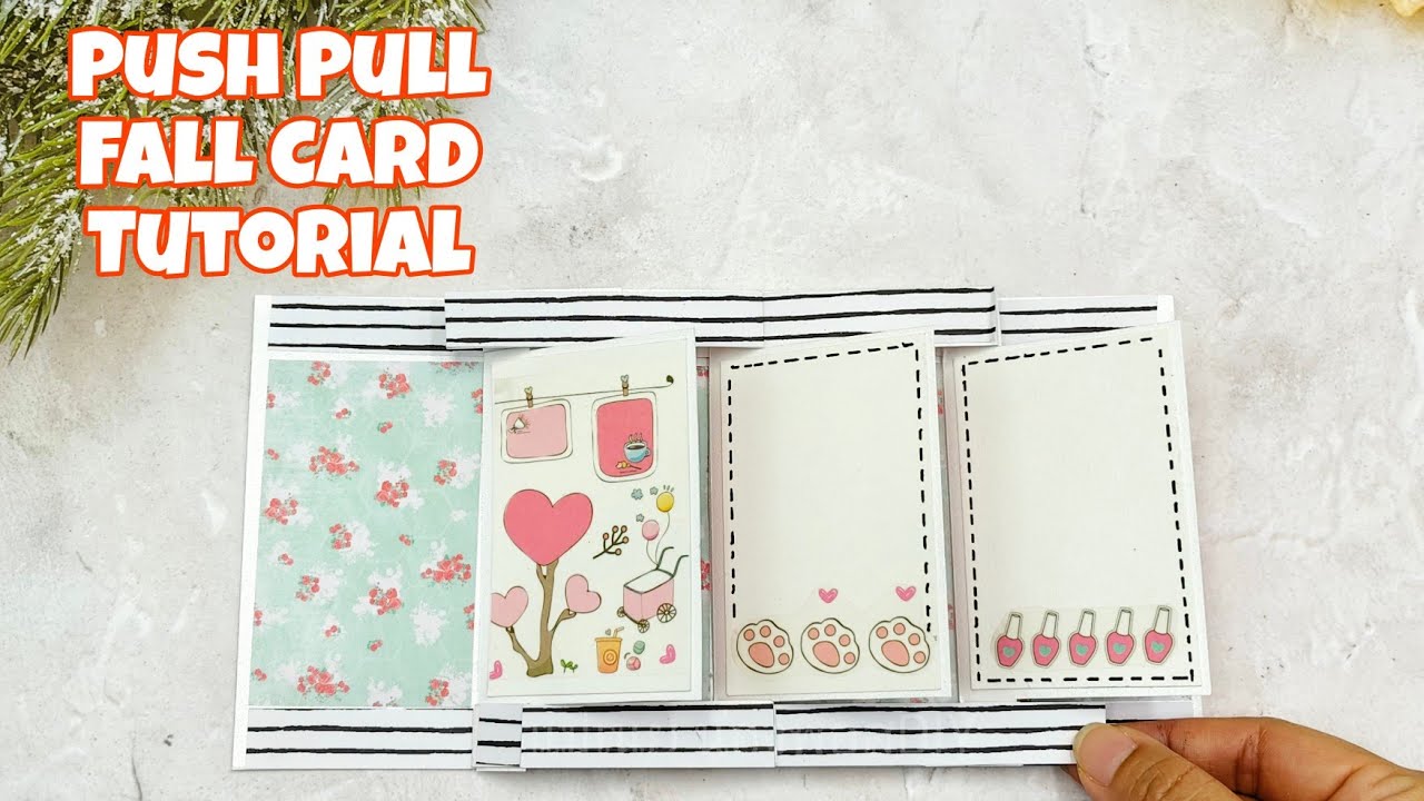 DIY Push Pull Fall Card Tutorial/Pop Up Card Ideas/ การ์ดป๊อปอัพสไลด์ ...