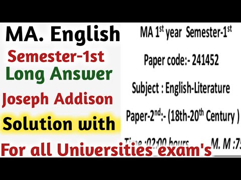 MA English-Literature Semester-1 Paper-2nd :18th-20th Century Long ...