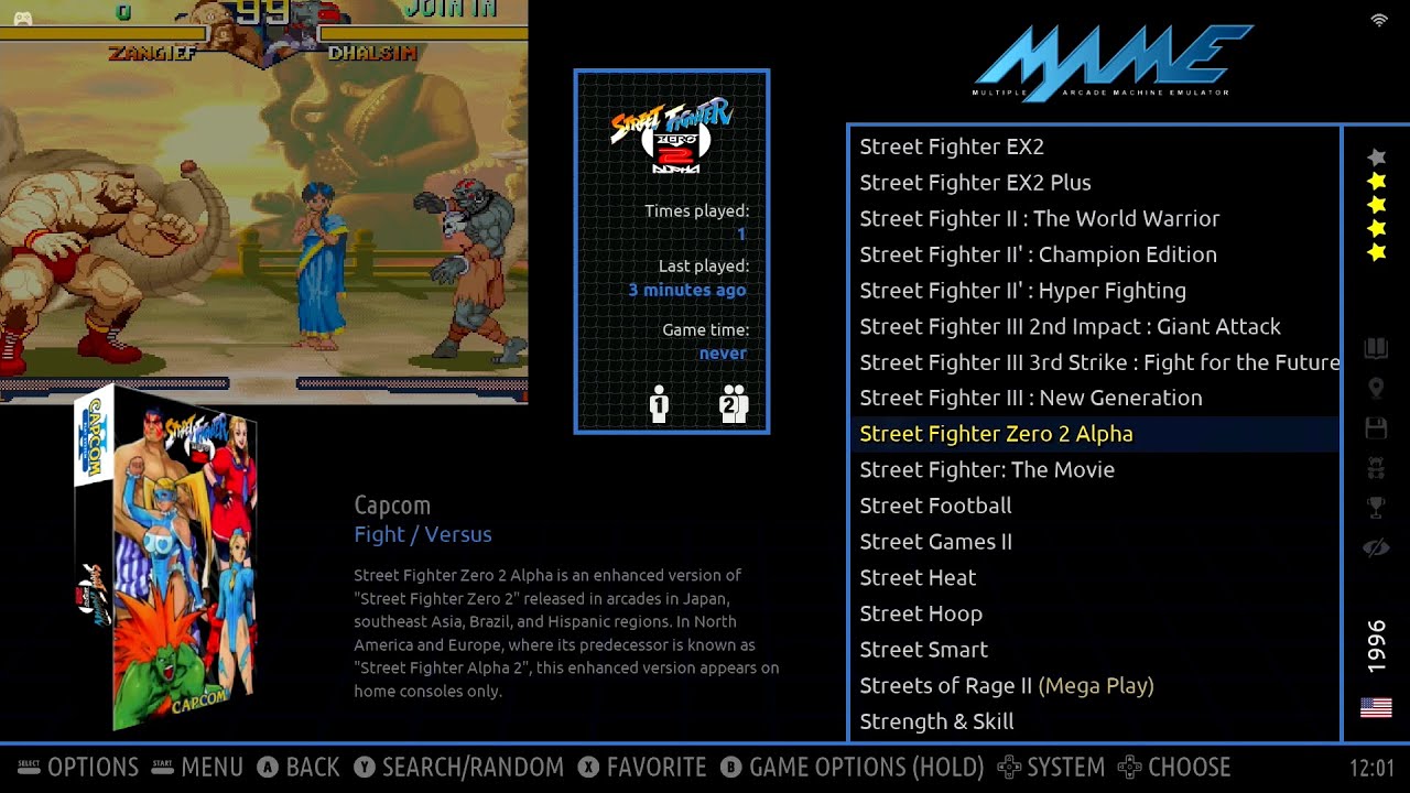 Batocera 36 + Mame - Street Fighter Zero 2 Alpha - YouTube