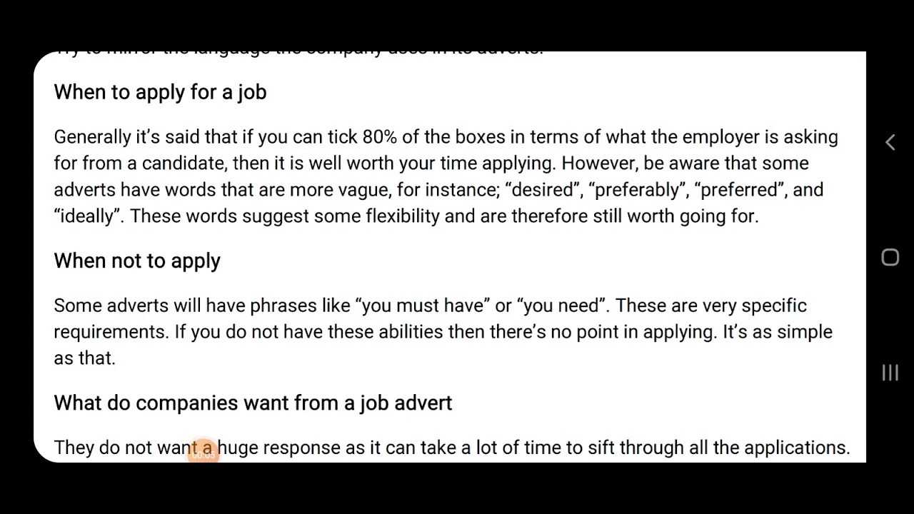 How to read a job advertisement Part 2 - YouTube
