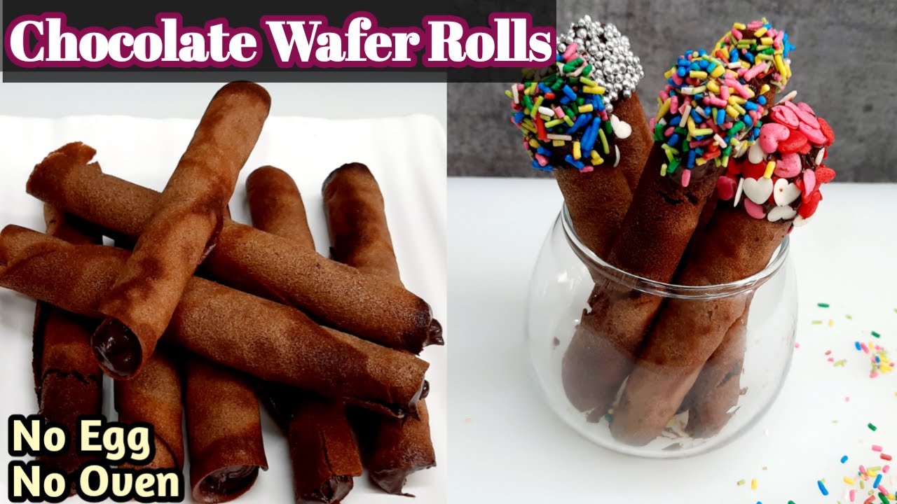 Chocolate Wafer Rolls No Egg/ Oven | Chocolate Cigarette Cookies ...