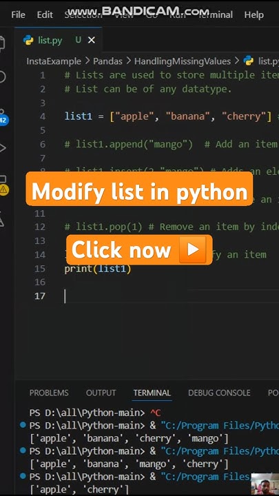 Modify Lists in Python | Update list in python #shorts #pythonprogramming #coding #programming ...