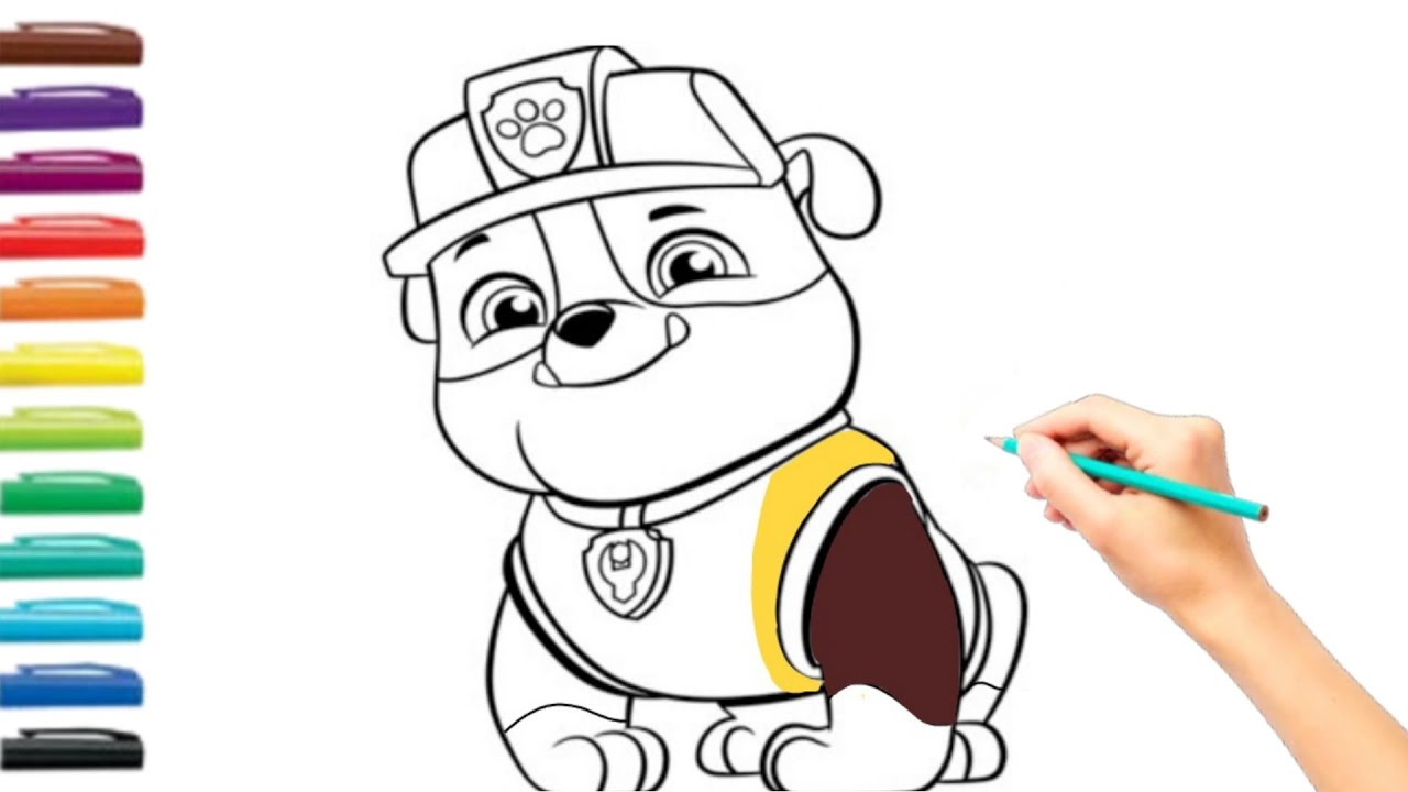 Rubble Drawing for Kids/How to Draw Cute Rubble from Paw Patrol - YouTube