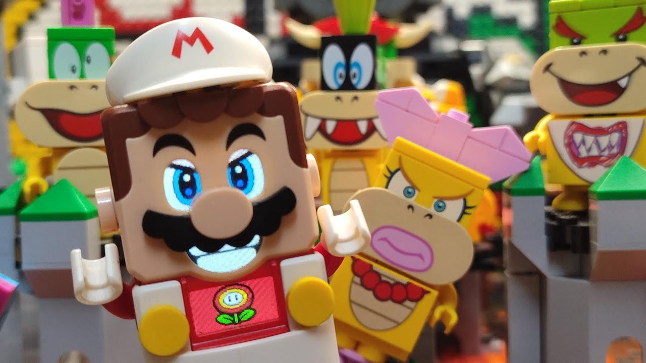 LEGO Mario Fire Power UP Kill Bowser in his Castlen | Bowsers Castle ...