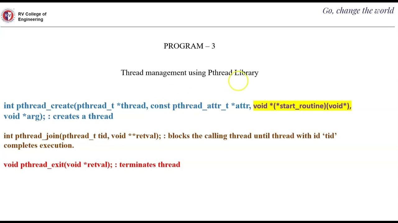 Thread Creation Using Pthread Library Pthreadcreate Pthreadjoin Pthreadexit Youtube
