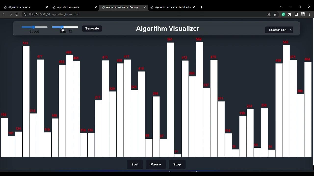 Algorithm Visualizer Project Using Html Css And Javascript Youtube