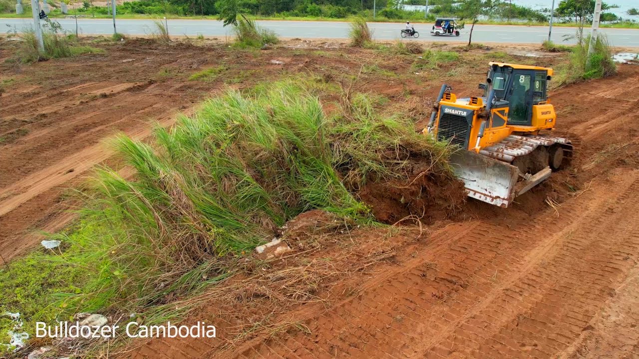 New Project , Best Dozer Shantui Cutting Slope Making Road Widening ...