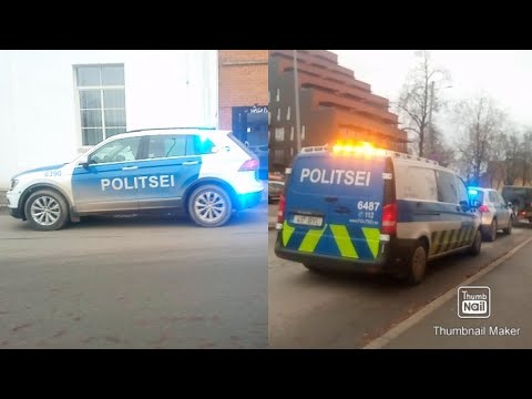 Slicktop police car + Police van with lights in Tartu - YouTube
