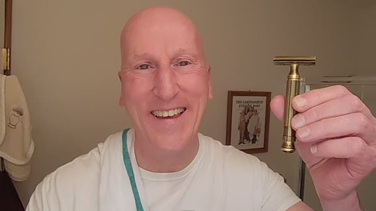 Pearl Shaving L 55 Antique Brass Razor - YouTube