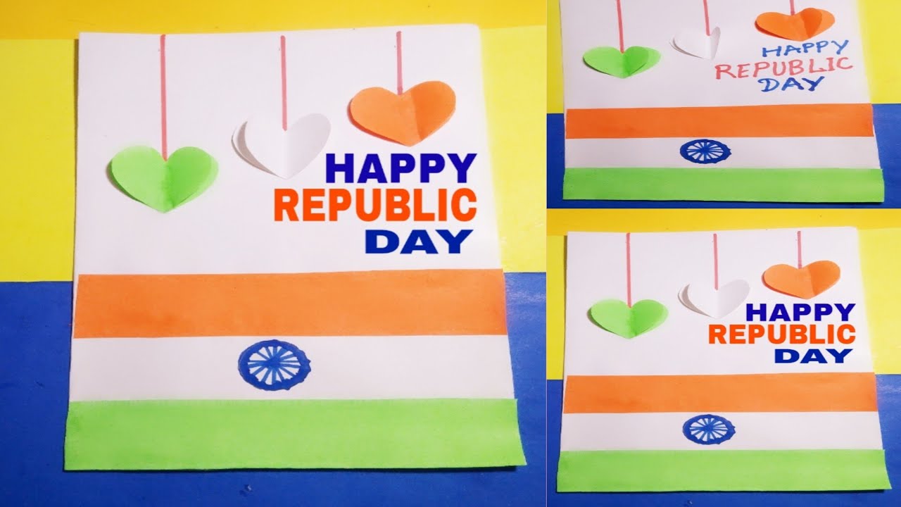 How to make Republic Day card | Republic day card making | republic day ...