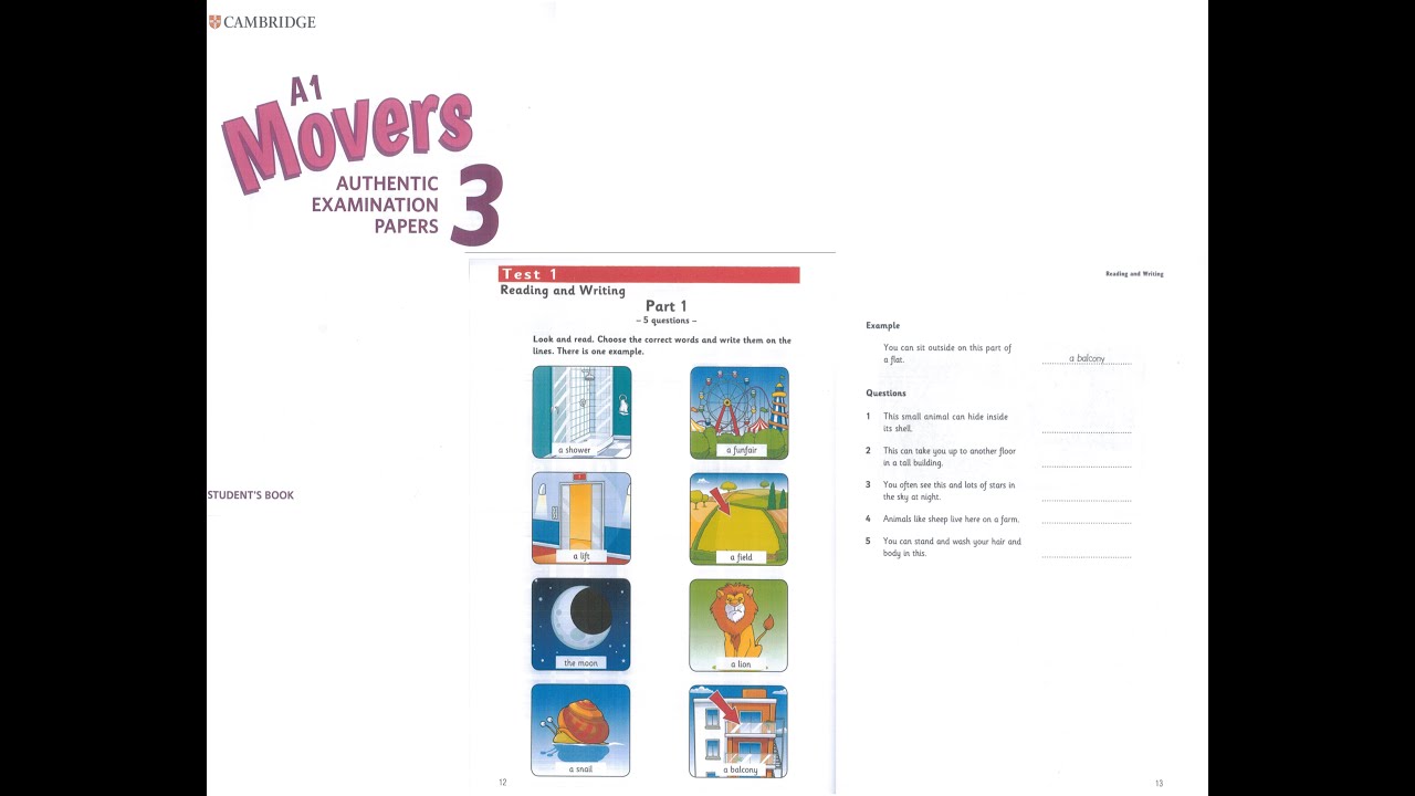 Movers 3 | Test 1 | Reading and Writing | A1 l All English 4U - YouTube