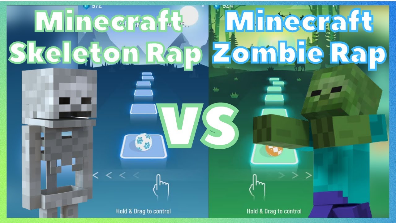 Minecraft Skeleton Rap Remix VS Minecraft Zombie Rap - Tiles Hop - YouTube