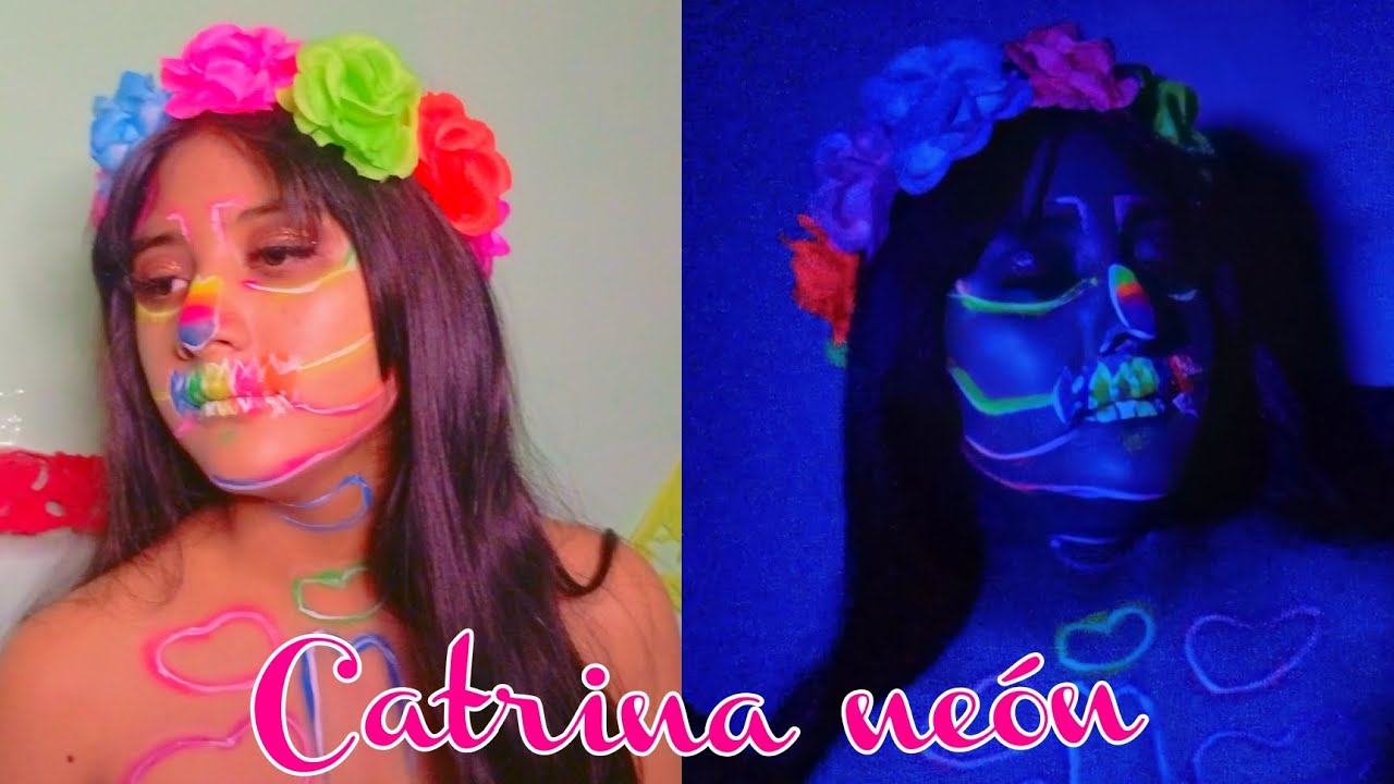 Maquillaje de catrina neón 💜 / Joanna Rodriguez 💀 - YouTube