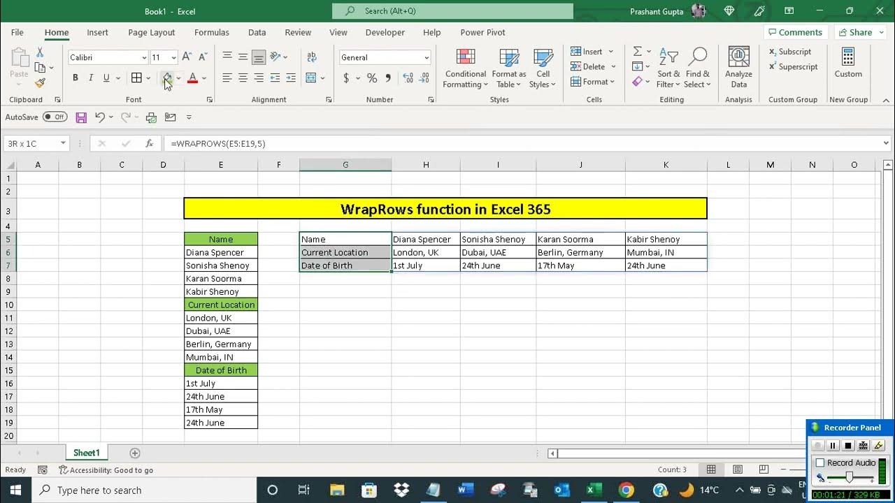 WrapRows function in Excel 365 - YouTube