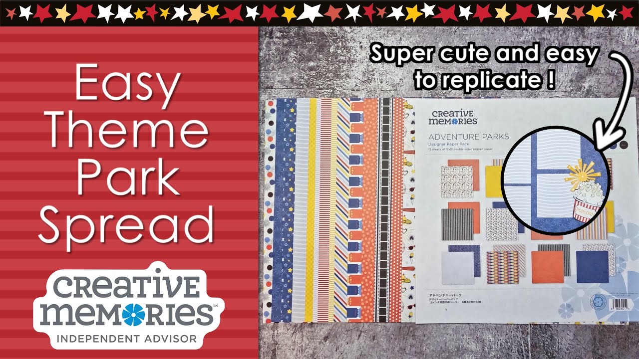 Easy Theme Park Scrapbook Spread Using Creative Memories Products - YouTube