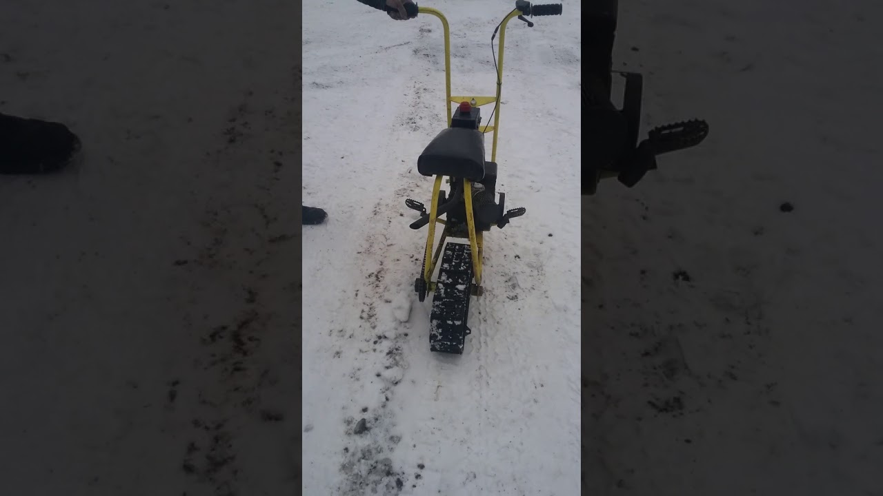 Track drive minibike snow bike - YouTube