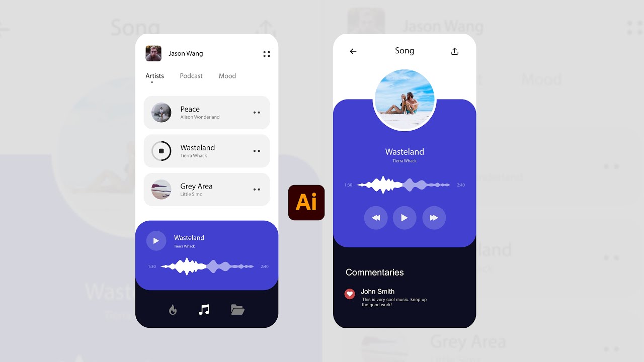 Music Player UI Design in Illustrator Advanced Tutorial - YouTube