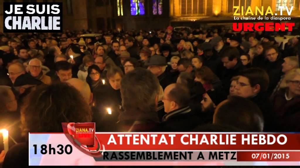 ATTENTAT CHARLIE HEBDO. Rassemblement Hommage à Metz (Moselle 57) - YouTube
