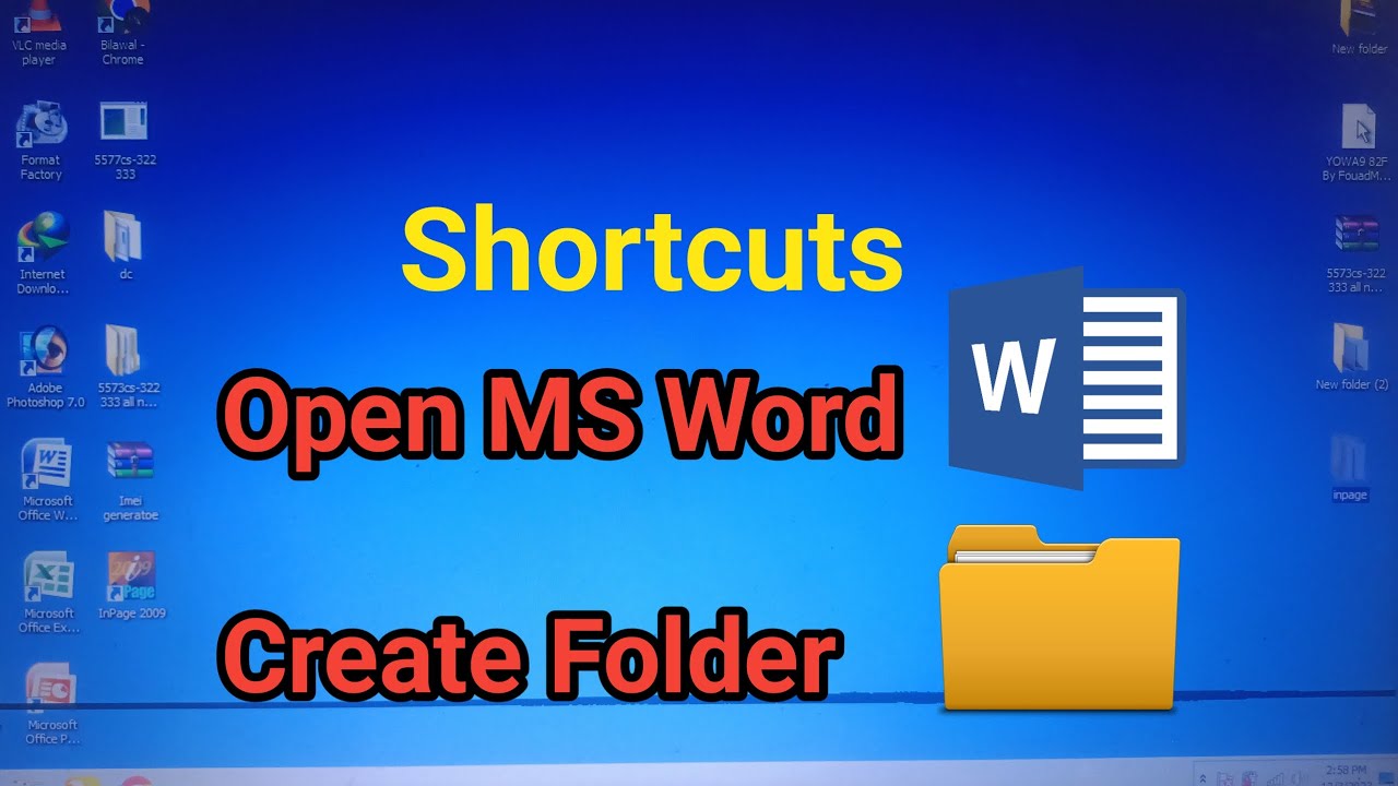 Open MS Word and New folder shortcut|computer MN Ms Word or New folder ...