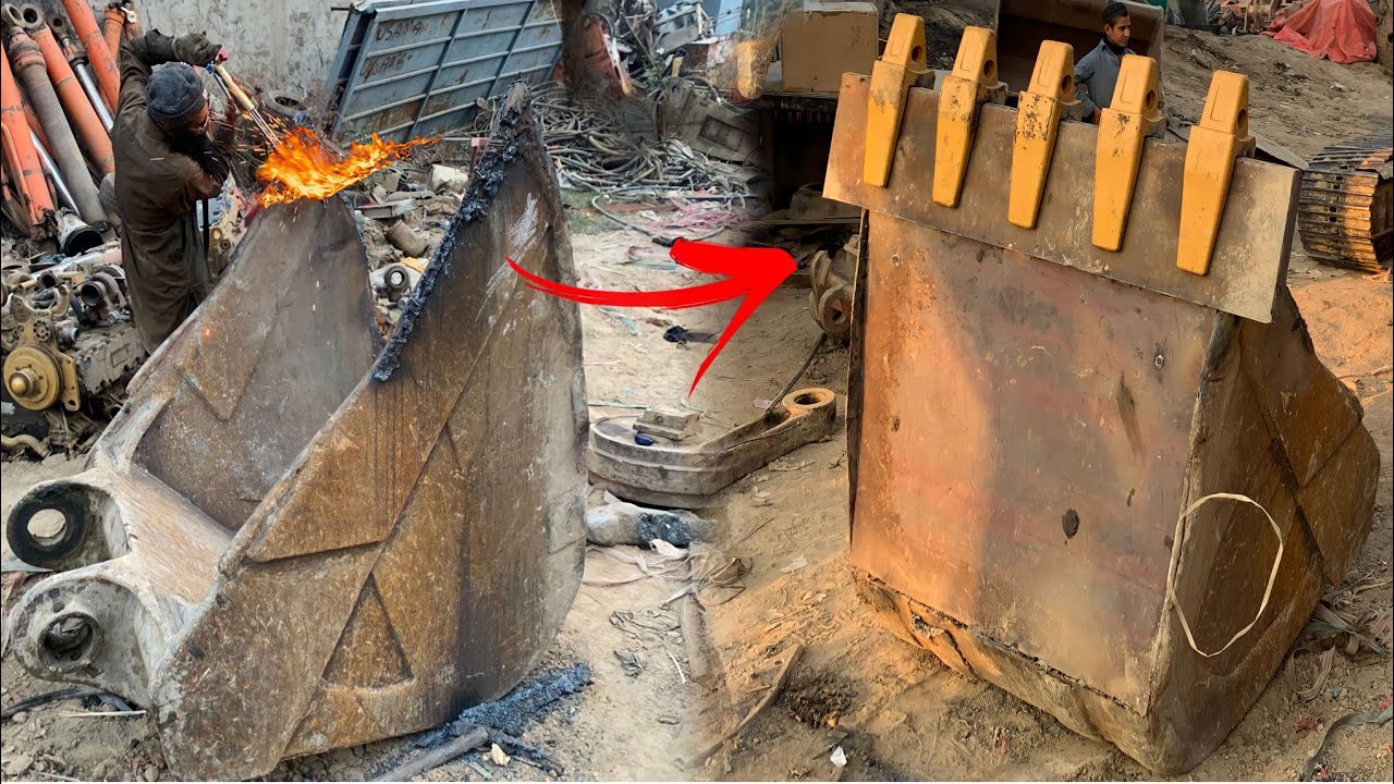 Expert mechanic rebuild fully broken giant excavator bucket | See How ...