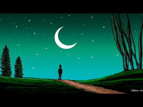 How to draw in computer | Night scenery drawing | painting in computer ...