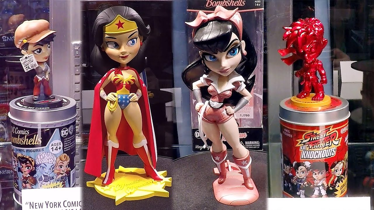 2017 NYCC New York Comic Con Cryptozoic Entertainment Booth Tour DC Bombshells Vinyl Figures ...