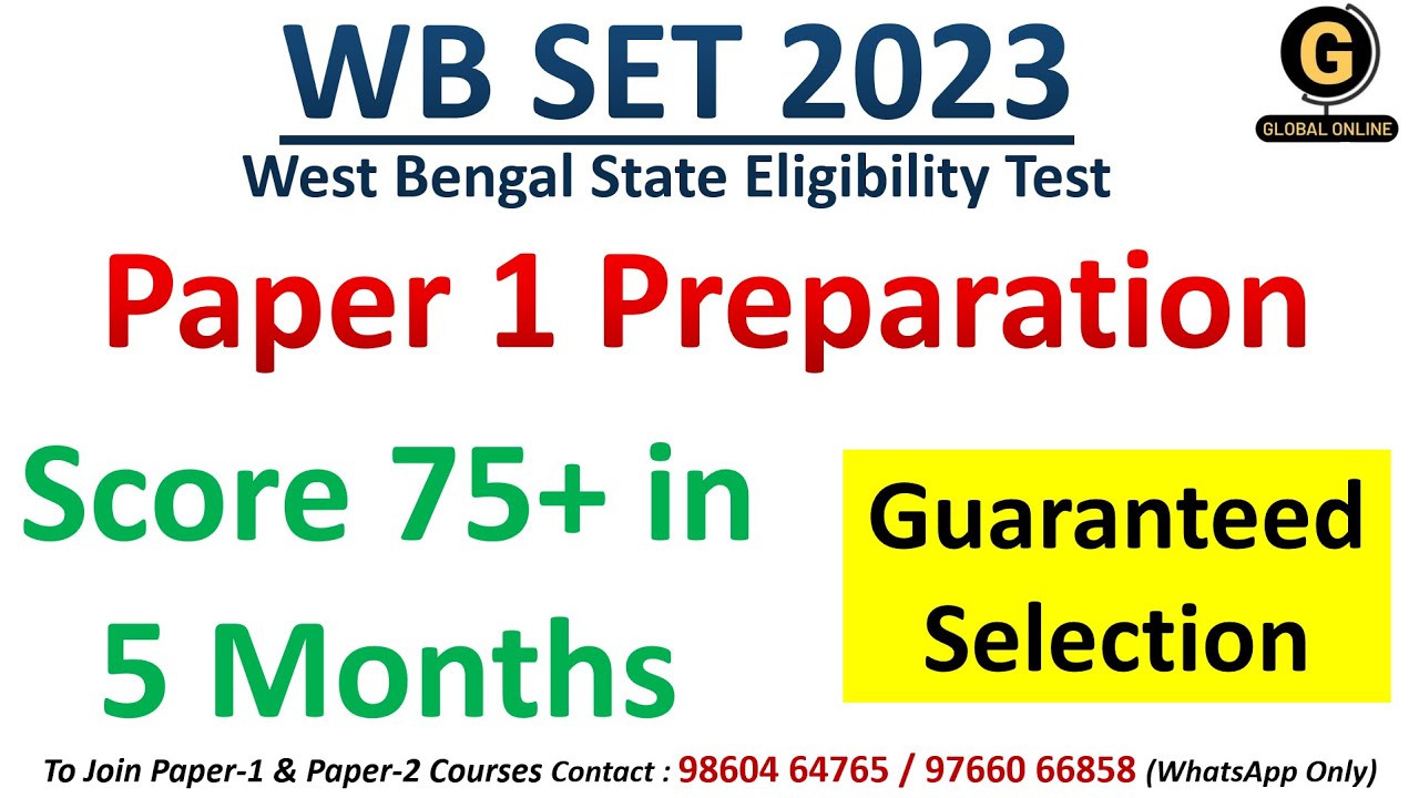 West Bengal SET 2023 Paper 1 Preparation | Tricks to Qualify WB SET in ...