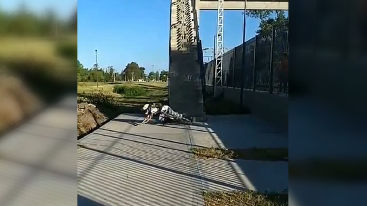 Guy On Bike Rides Downstairs And Fails - YouTube