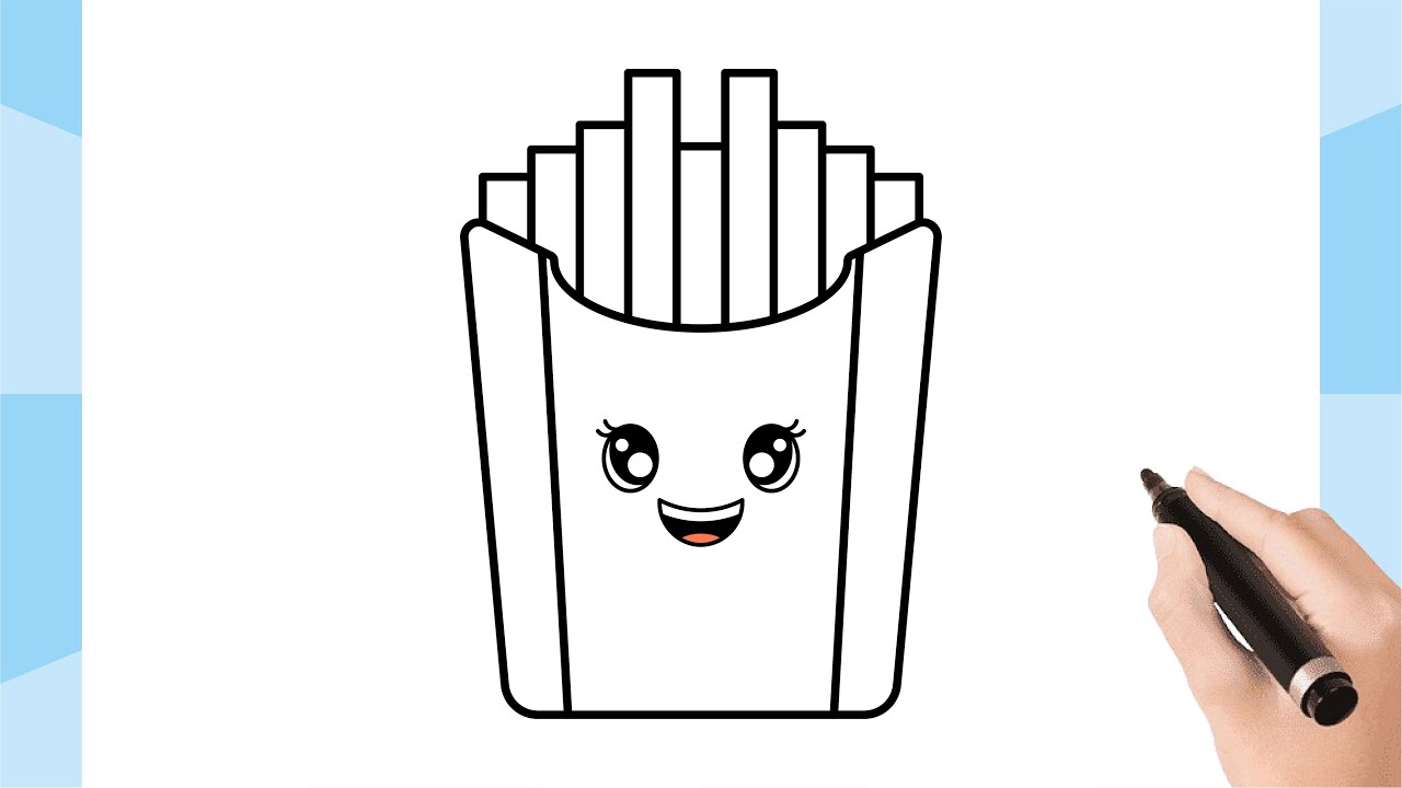 HOW TO DRAW A CUTE FRENCH FRIES, EASY STEP BY STEP - YouTube