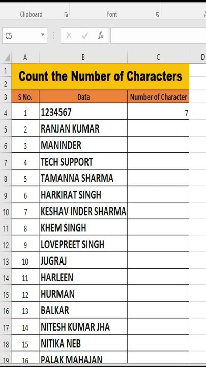 count the Number of Characters in Excel.#exceltips #exceltricks #newexcel - YouTube