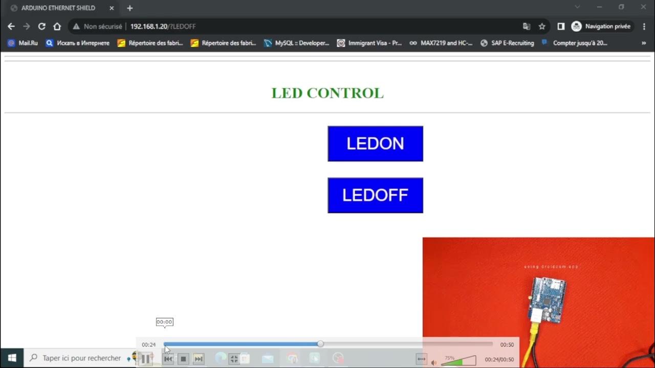 Arduino: web serveur control led - YouTube