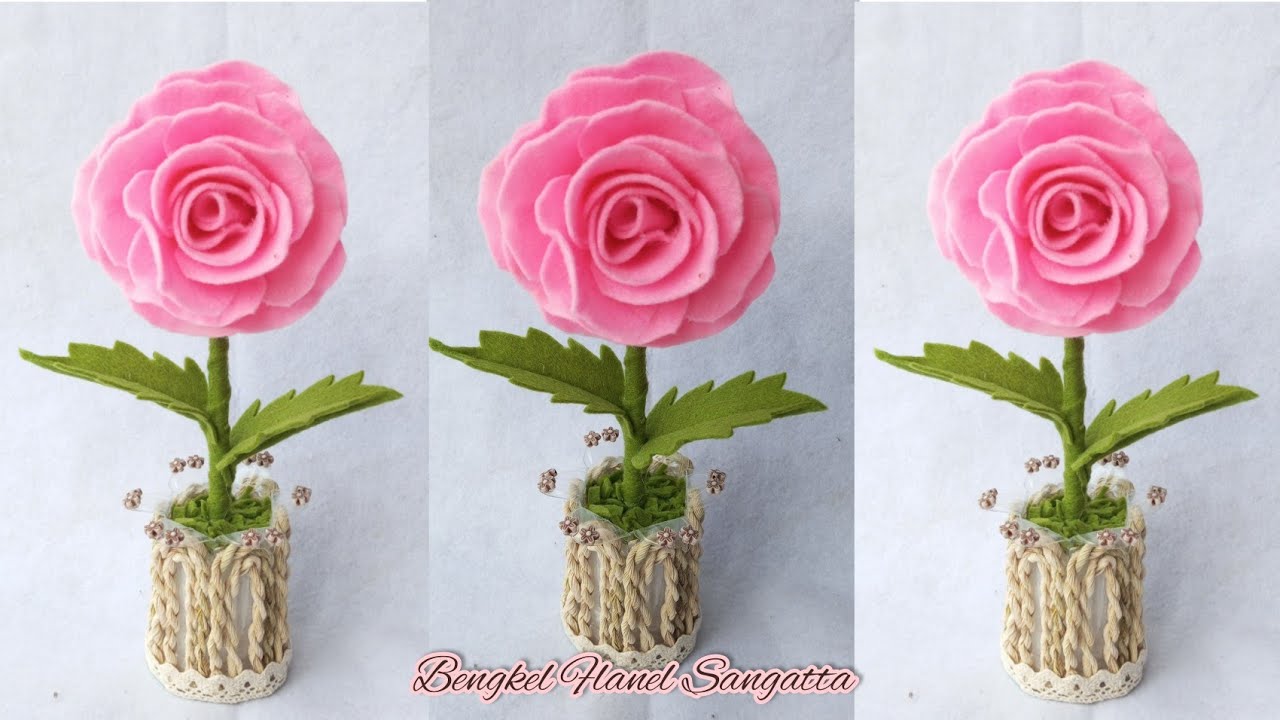 Cara MUDAH & CEPAT Membuat Bunga Mawar Besar Dari Kain Flanel || Felt ...
