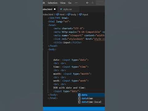 Input Tag | Date Time Week Month DOB | | HTML & CSS | #shorts #youtubeshorts - YouTube