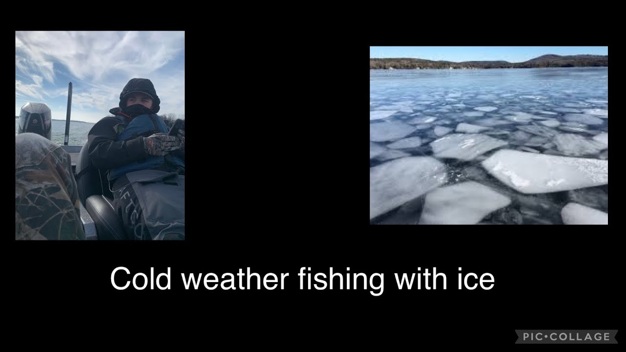 Cold Weather fishing with ice on the lake - YouTube