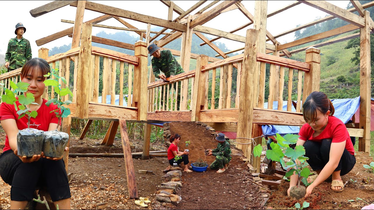 Live With Nature Ep.55 | make a railing for a wooden house. grow ...